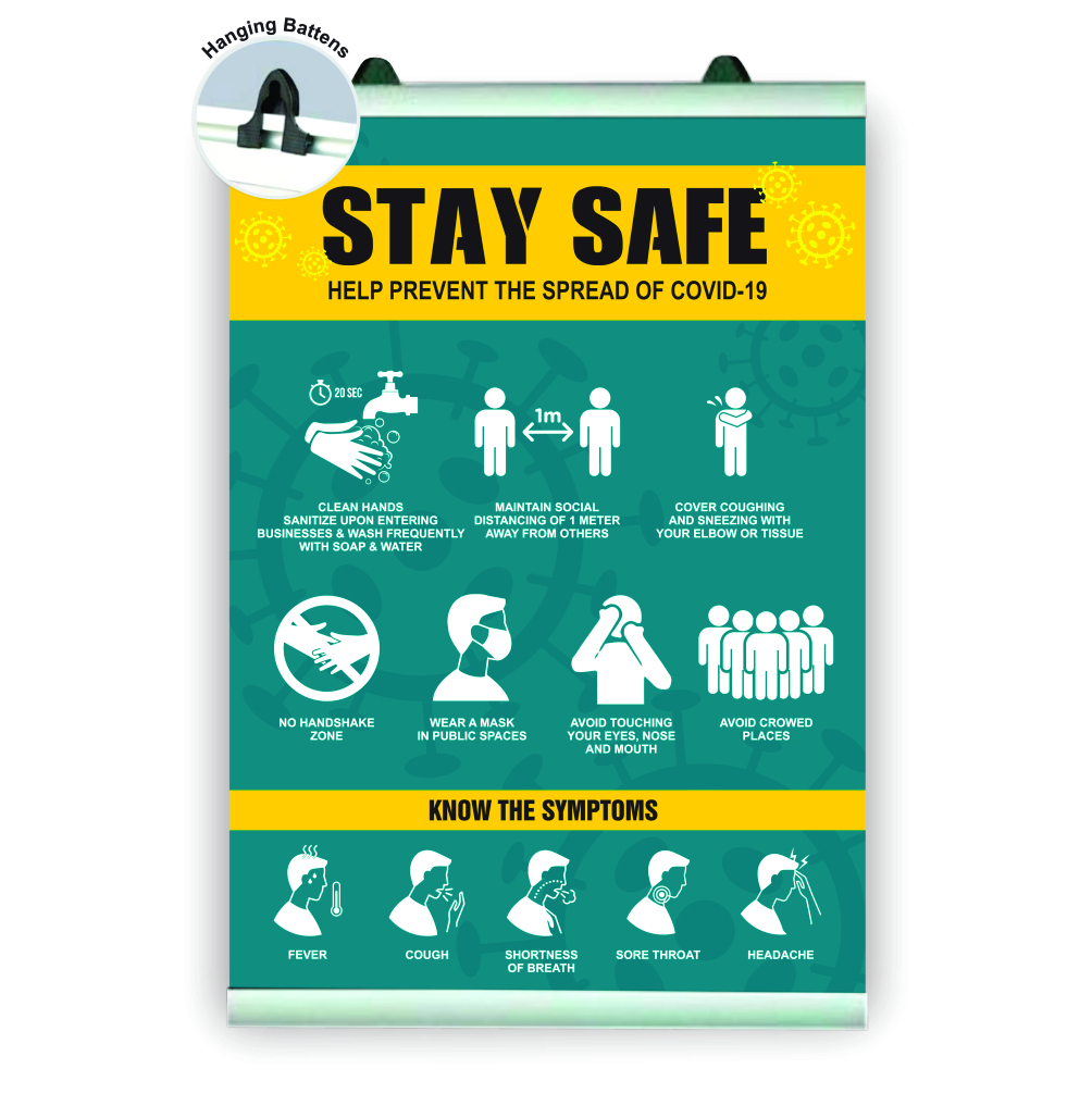 Covid-19 – Hanging Batten A0 – Covid19 – Social Distancing Poster ...